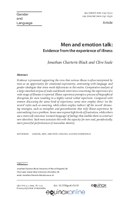 (PDF) Men and emotion talk