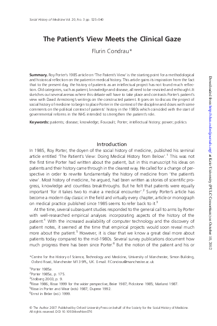 (PDF) The Patient's View Meets the Clinical Gaze