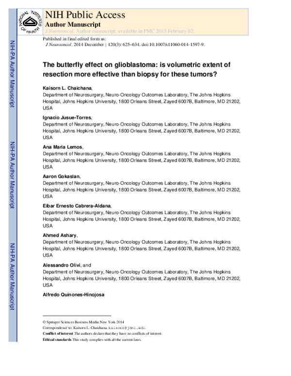 (PDF) The butterfly effect on glioblastoma: is volumetric extent of ...