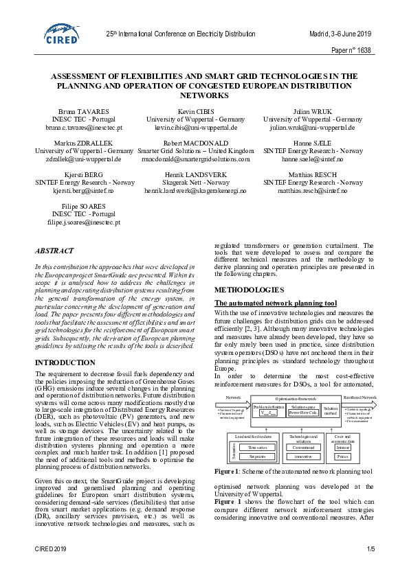 (PDF) Assessment of Flexibilities and Smart Grid Technologies in the Planning and Operation of ...