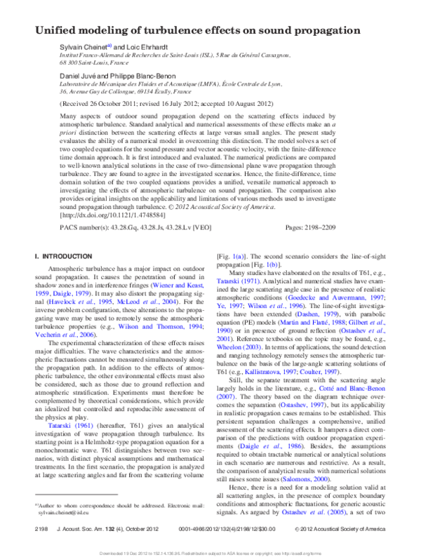 (PDF) Unified modeling of turbulence effects on sound propagation