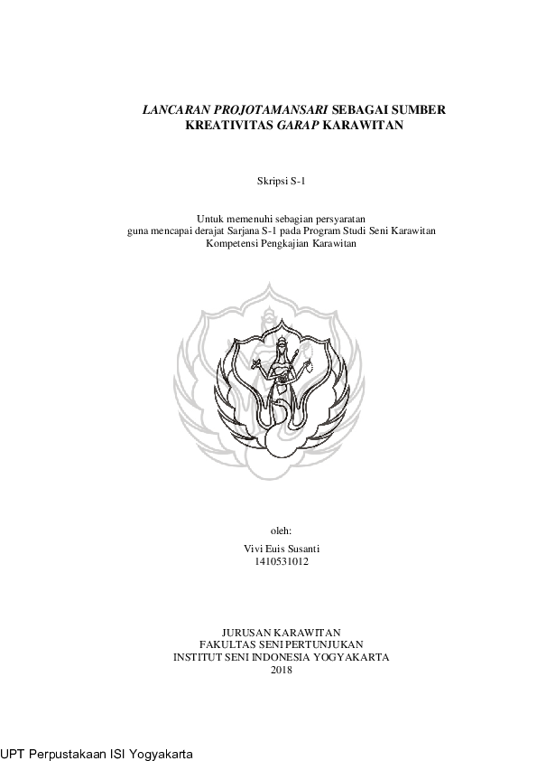 (PDF) Lancaran Projotamansari Sebagai Sumber Kreativitas Garap Karawitan