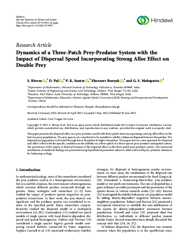 (PDF) Dynamics of a Three-Patch Prey-Predator System with the Impact of ...