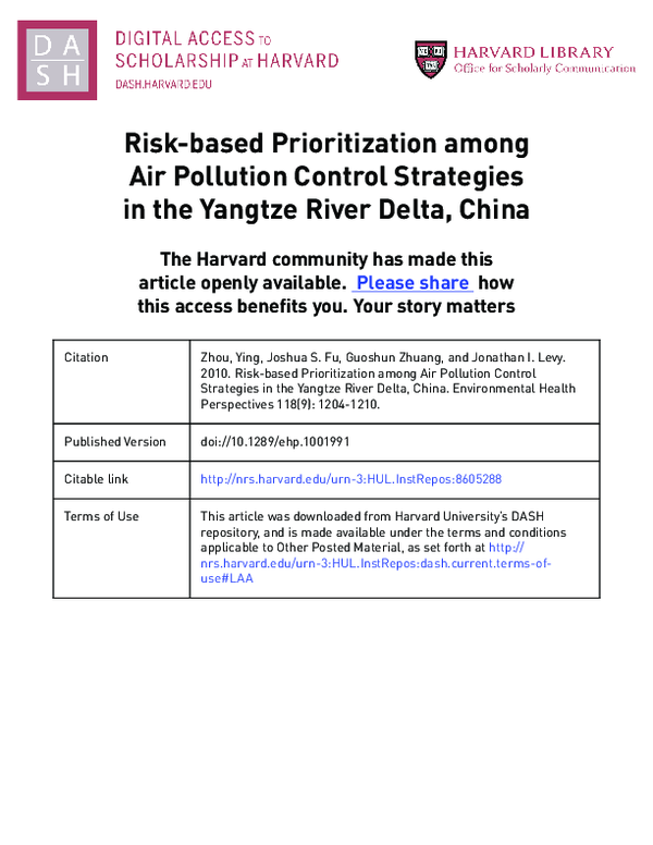 (PDF) Risk-Based Prioritization among Air Pollution Control Strategies ...