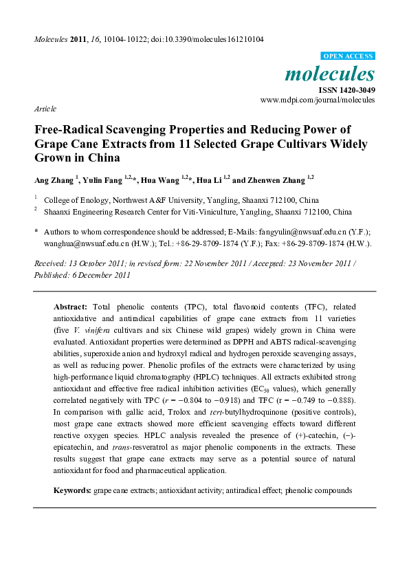 (PDF) Free-Radical Scavenging Properties and Reducing Power of Grape ...