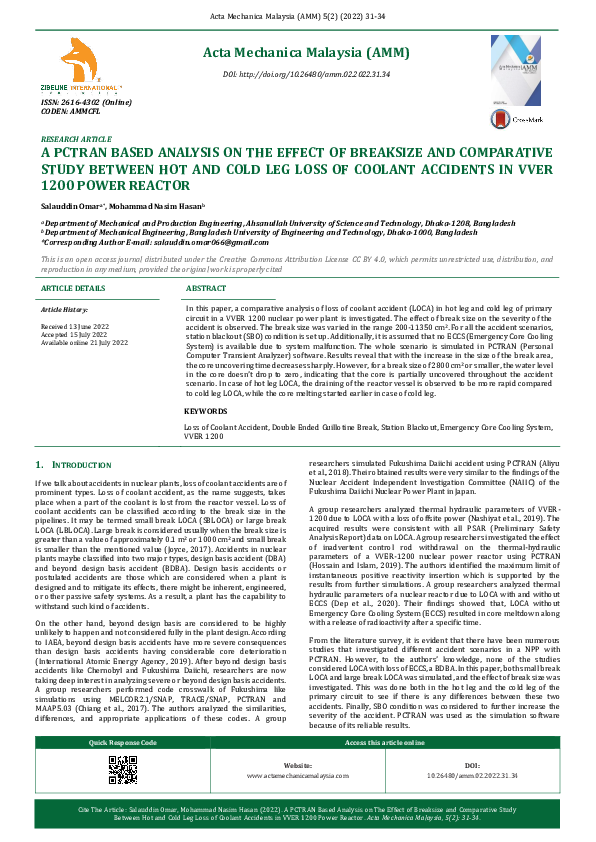 (PDF) A Pctran Based Analysis on the Effect of Breaksize and ...
