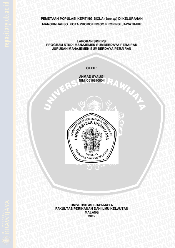 (PDF) Skripsi. Pemetaan Populasi Kepiting Biola (Uca sp) di Kelurahan ...