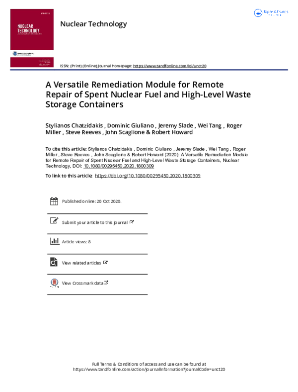 (PDF) A Versatile Remediation Module for Remote Repair of Spent Nuclear ...