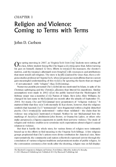 (PDF) Religion and Violence: Coming to Terms with Terms