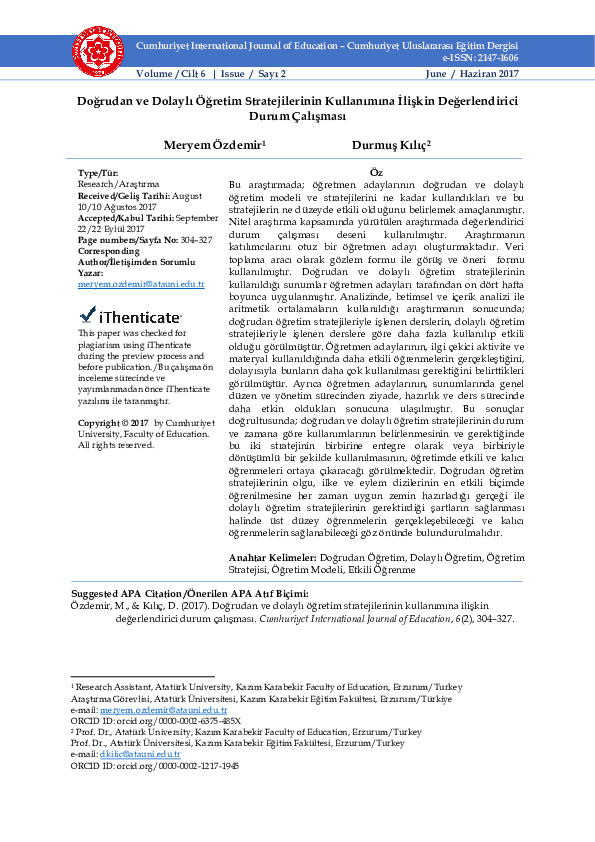 (PDF) The Use of Direct and Indirect Teaching Strategies: An Evaluative ...