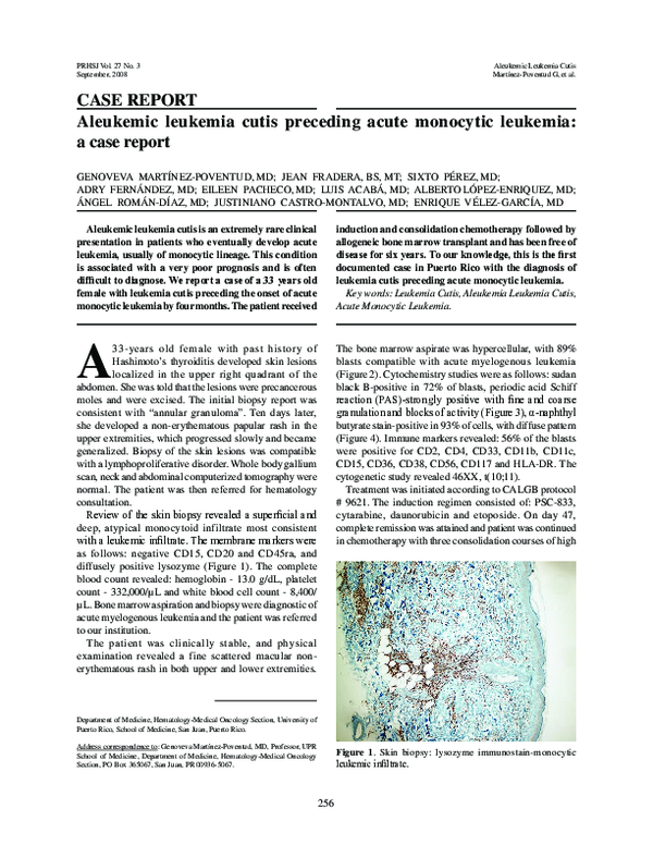 (PDF) Aleukemic leukemia cutis preceding acute monocytic leukemia: a ...