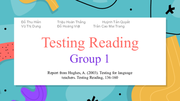 (PPT) Testing Reading - Language Testing and Assessment