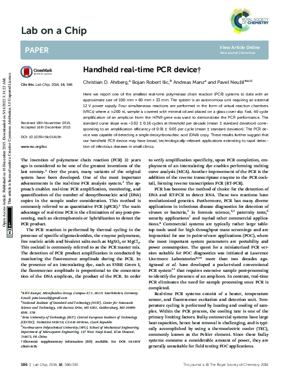 (PDF) Handheld real-time PCR device
