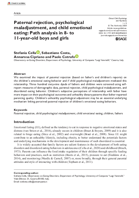 (PDF) Paternal rejection, psychological maladjustment, and child ...