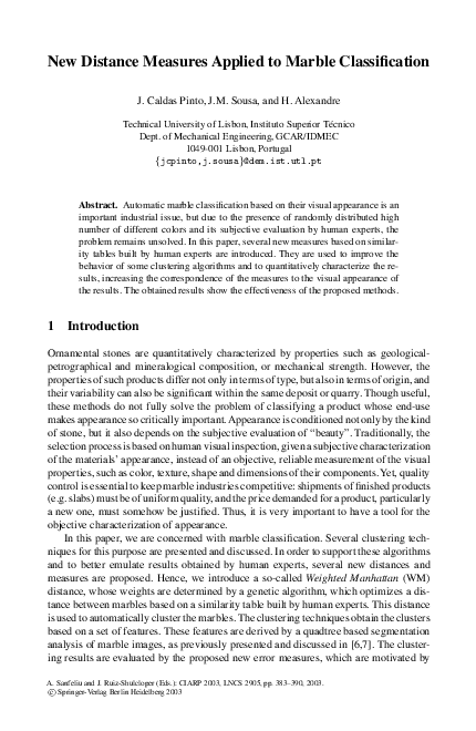 (PDF) New Distance Measures Applied to Marble Classification
