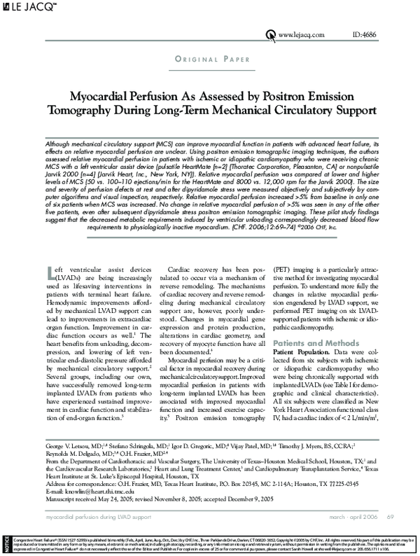 (PDF) Myocardial Perfusion As Assessed by Positron Emission Tomography ...