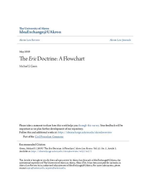 (PDF) The Erie Doctrine: A Flowchart