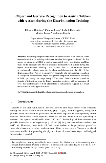 (PDF) Object and Gesture Recognition to Assist Children with Autism ...