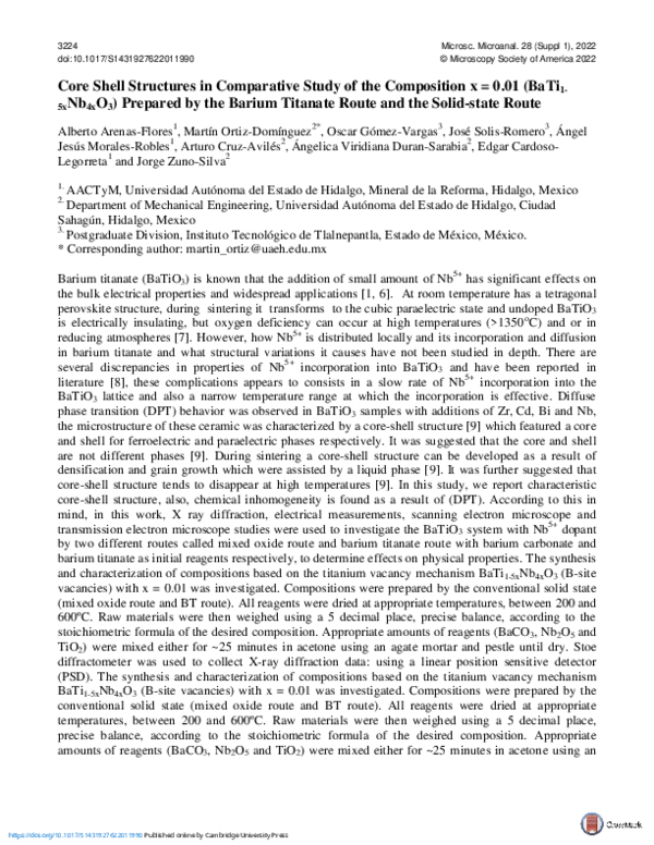 (PDF) Core Shell Structures in Comparative Study of the Composition x ...