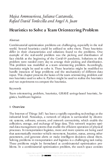 Pdf Heuristics To Solve A Team Orienteering Problem Juliana Castaneda