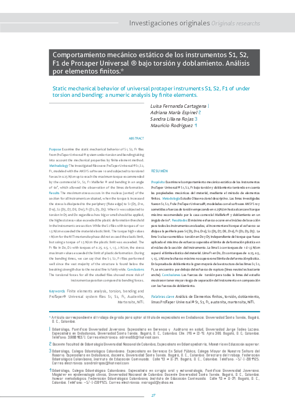 (PDF) Comportamiento Mecánico Estático de los Instrumentos S1, S2, F1 ...