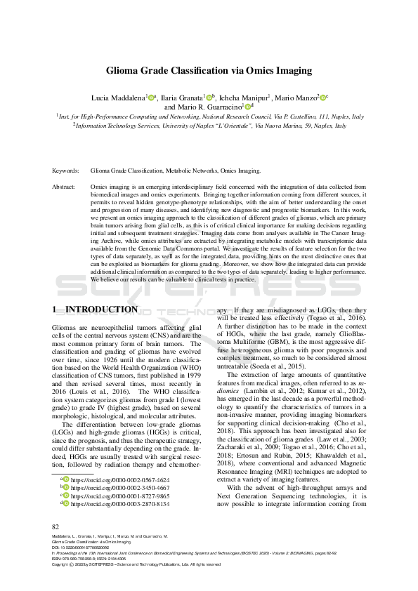 (PDF) Glioma Grade Classification via Omics Imaging