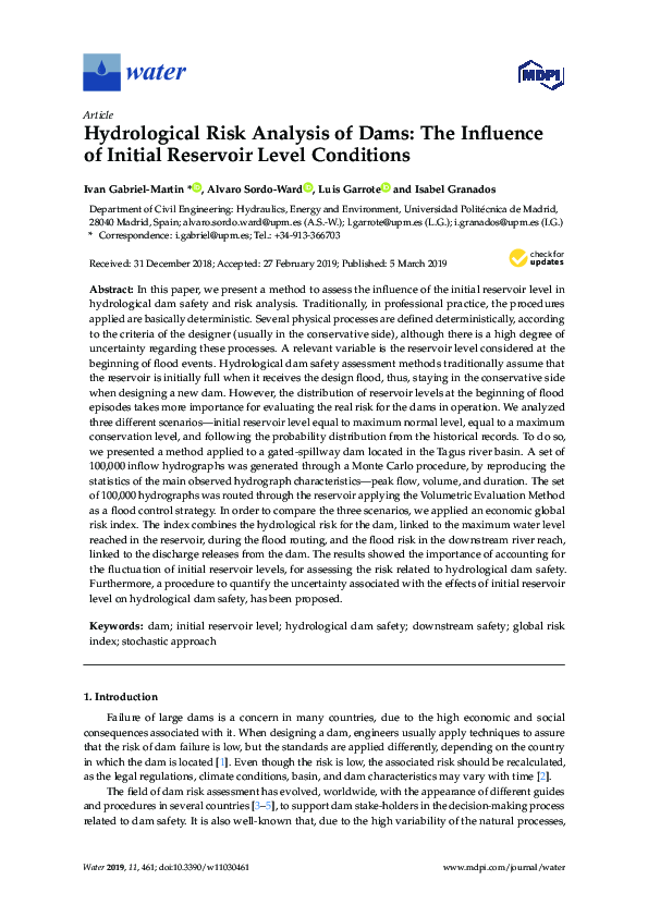 (PDF) Hydrological Risk Analysis of Dams: The Influence of Initial ...