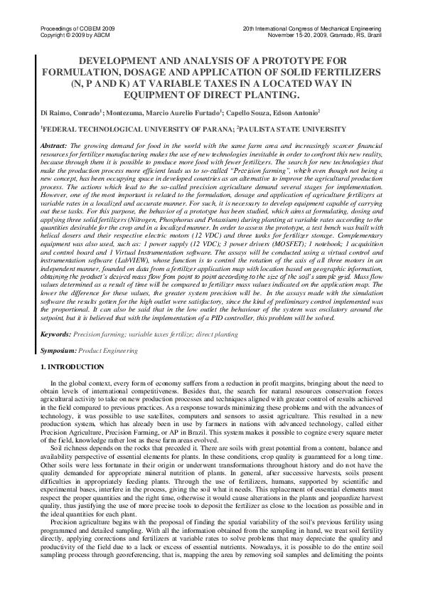 Pdf Development And Analysis Of A Prototype For Formulation Dosage And Application Of Solid