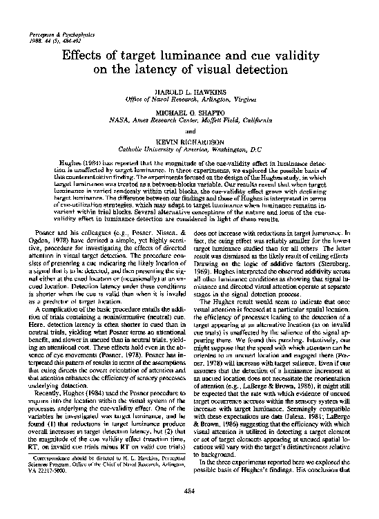 (PDF) Effects of target luminance and cue validity on the latency of ...