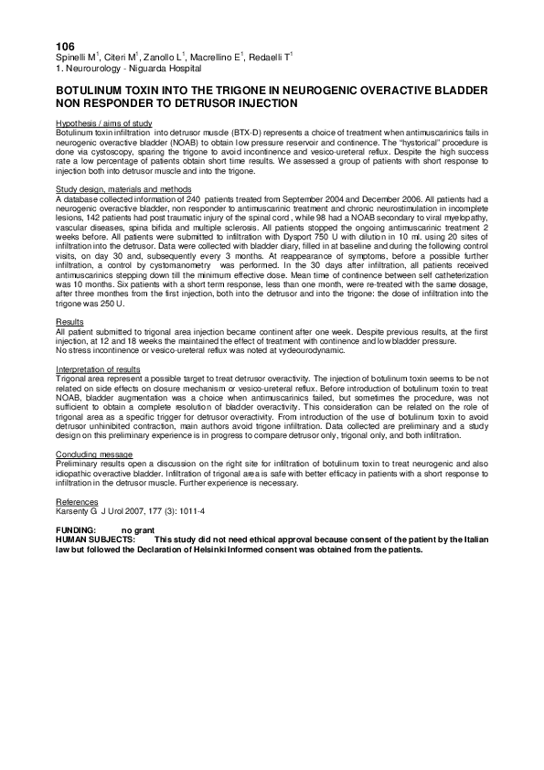 (PDF) Botulinum Toxin Into the Trigone in Neurogenic Overactive Bladder ...