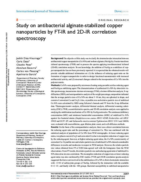(PDF) Study on antibacterial alginate-stabilized copper nanoparticles ...