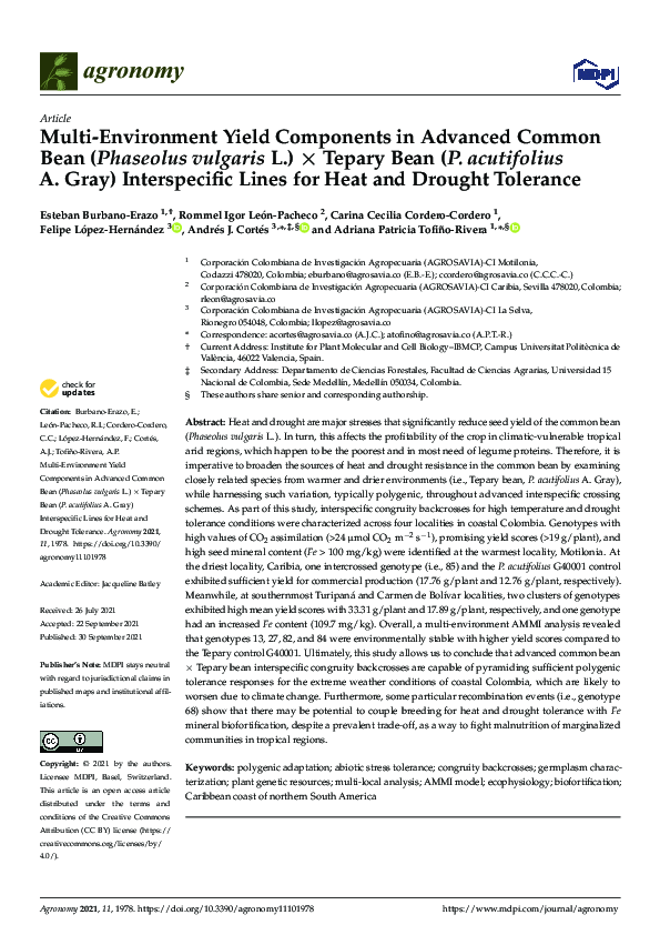 (PDF) Multi-Environment Yield Components in Advanced Common Bean (Phaseolus vulgaris L.) × ...