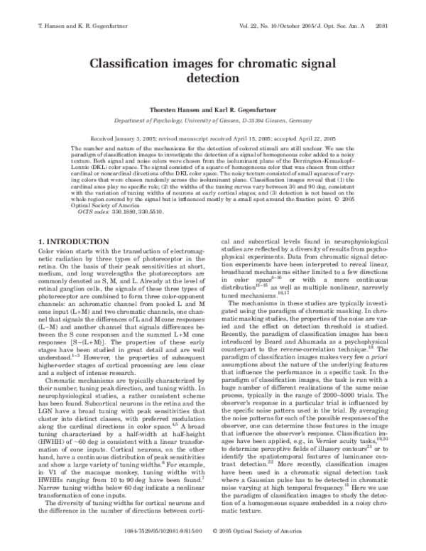 (PDF) Classification images for chromatic signal detection
