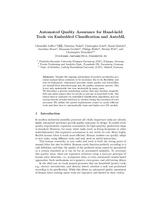(PDF) Automated Quality Assurance for Hand-Held Tools via Embedded Classification and AutoML