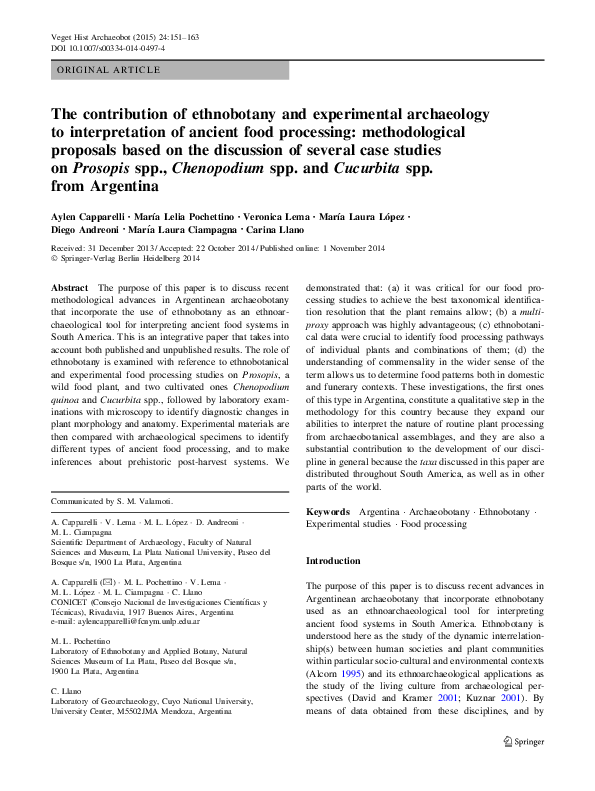 (PDF) The contribution of ethnobotany and experimental archaeology to ...