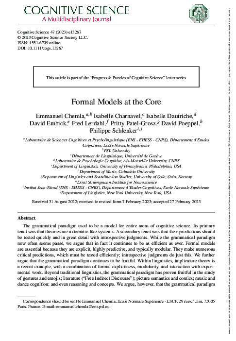 (PDF) Formal Models at the Core