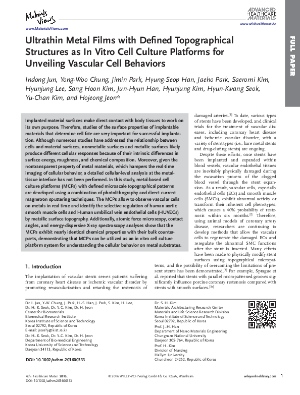 (PDF) Ultrathin Metal Films with Defined Topographical Structures as In ...