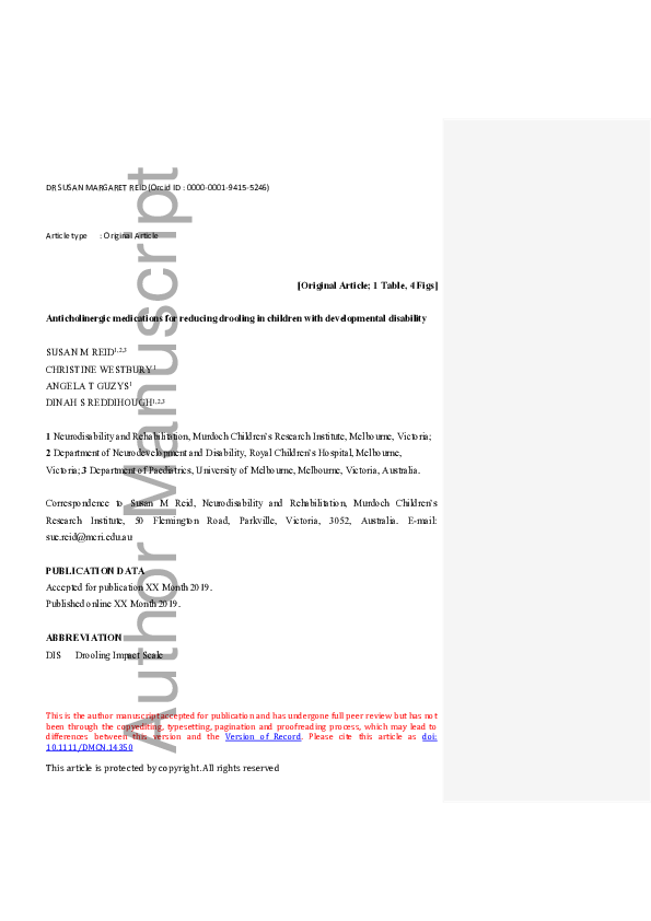 (PDF) Anticholinergic medications for reducing drooling in children ...