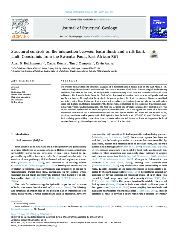 (PDF) Structural controls on the interaction between basin fluids and a rift flank fault ...