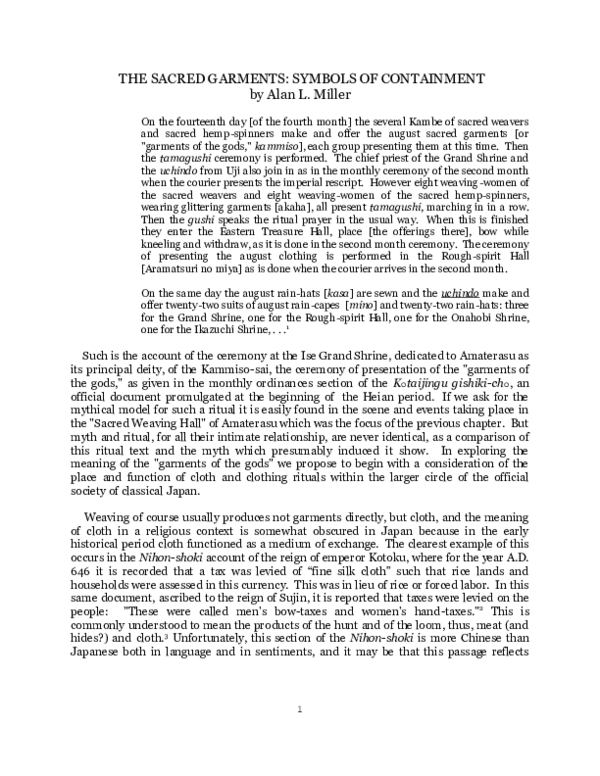 (DOC) THE SACRED GARMENTS: SYMBOLS OF CONTAINMENT by Alan L. Miller