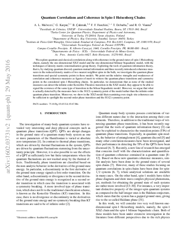 (PDF) Quantum correlations and coherence in spin-1 Heisenberg chains