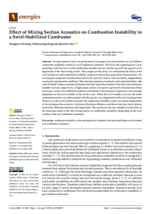 (PDF) Effect of Mixing Section Acoustics on Combustion Instability in a ...