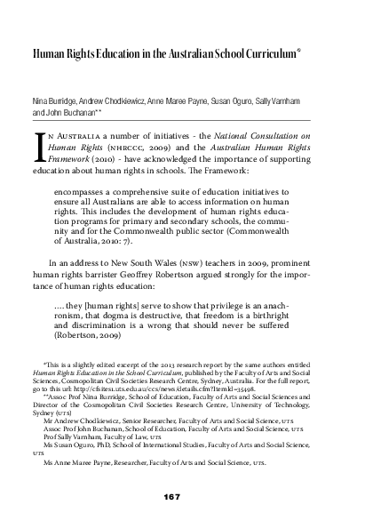 (PDF) Human Rights Education in the Australian School Curriculum