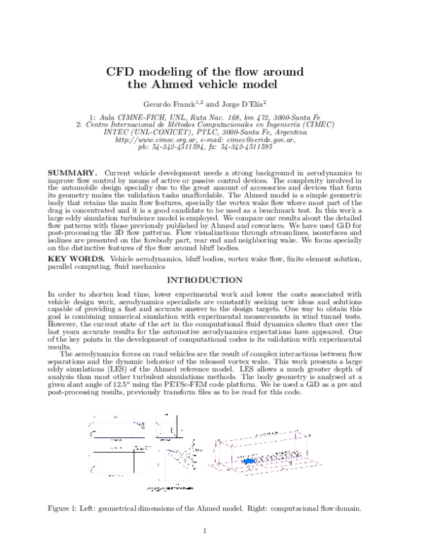 (PDF) CFD modeling of the flow around the Ahmed vehicle model