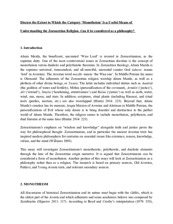 (DOC) Discuss the Extent to Which the Category 'Monotheism' Is a Useful ...