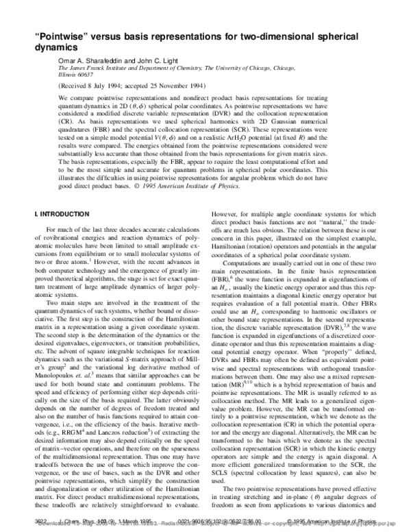 (PDF) ‘‘Pointwise’’ versus basis representations for two‐dimensional spherical dynamics