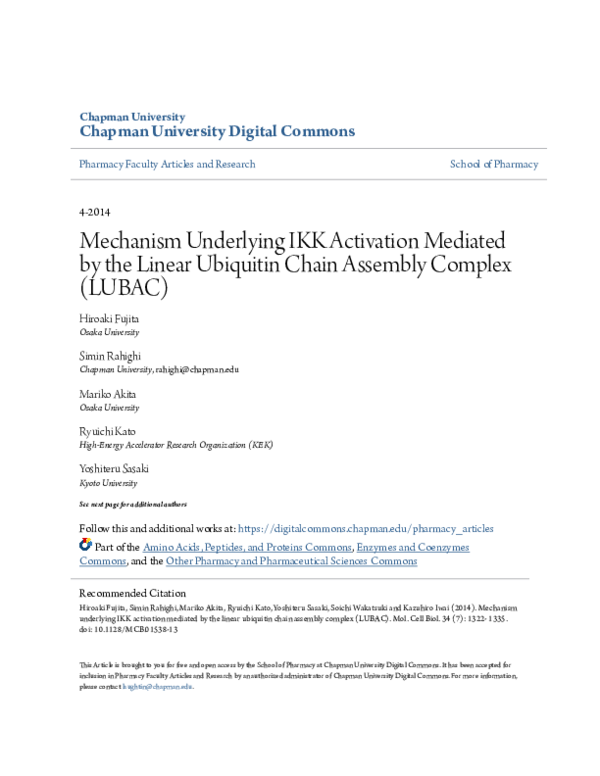 (PDF) Mechanism Underlying IKK Activation Mediated by the Linear ...
