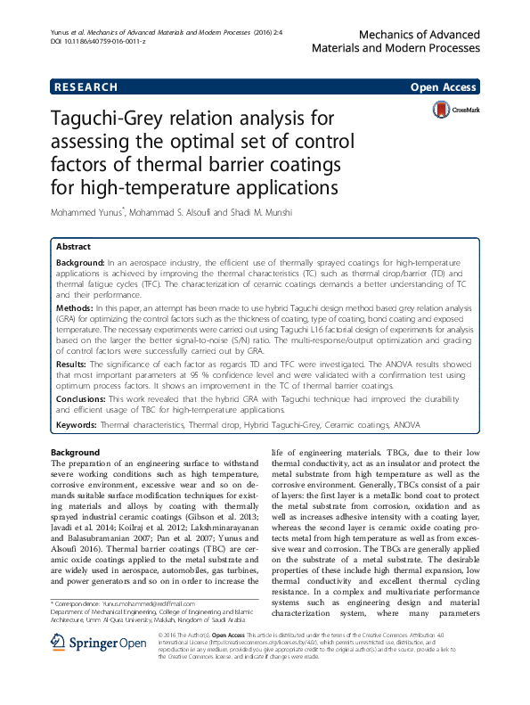 (PDF) Taguchi-Grey relation analysis for assessing the optimal set of ...