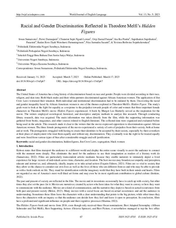 (PDF) Racial and Gender Discrimination Reflected in Theodore Melfi’s ...