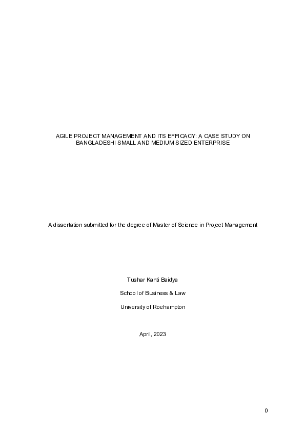 (PDF) AGILE PROJECT MANAGEMENT AND ITS EFFICACY: A CASE STUDY ON BANGLADESHI SMALL AND MEDIUM ...
